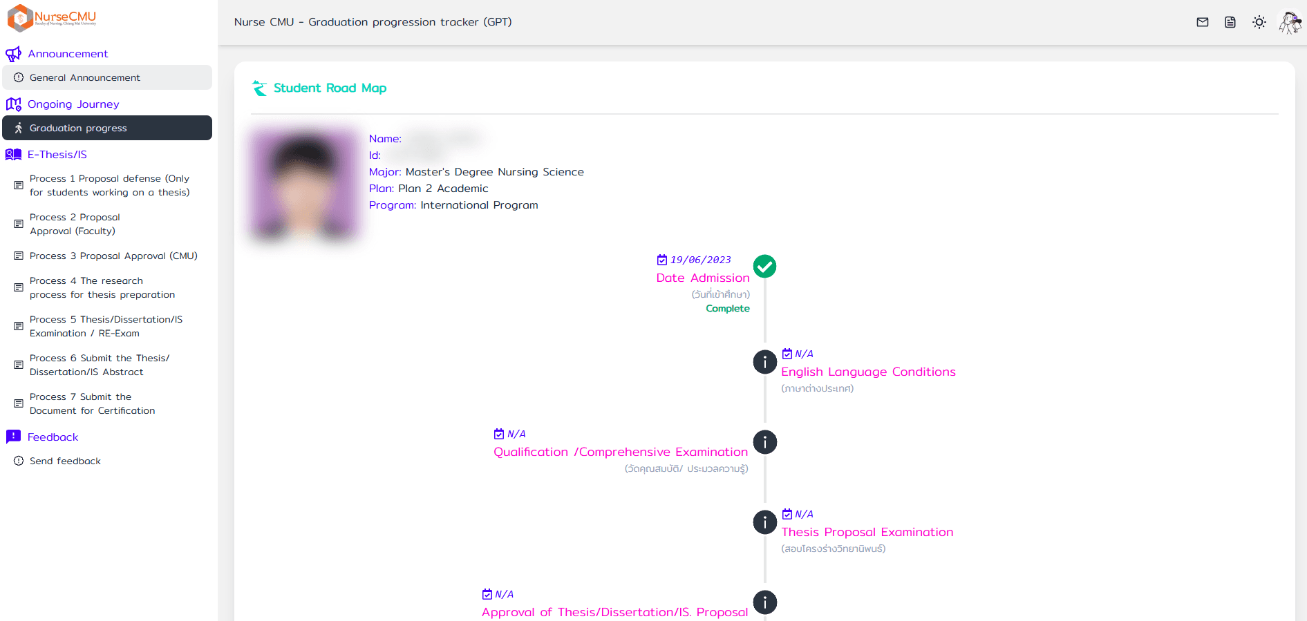 Graduation progression tracker (GPT)